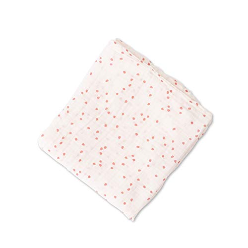 Red Rover Kids Cotton Muslin Swaddle - 47”x 47”- 100% Cotton – Machine Washable – Softer with Every Wash – Playful Designs -Soft, Breathable & Lightweight – Unisex (Cherry Petals)