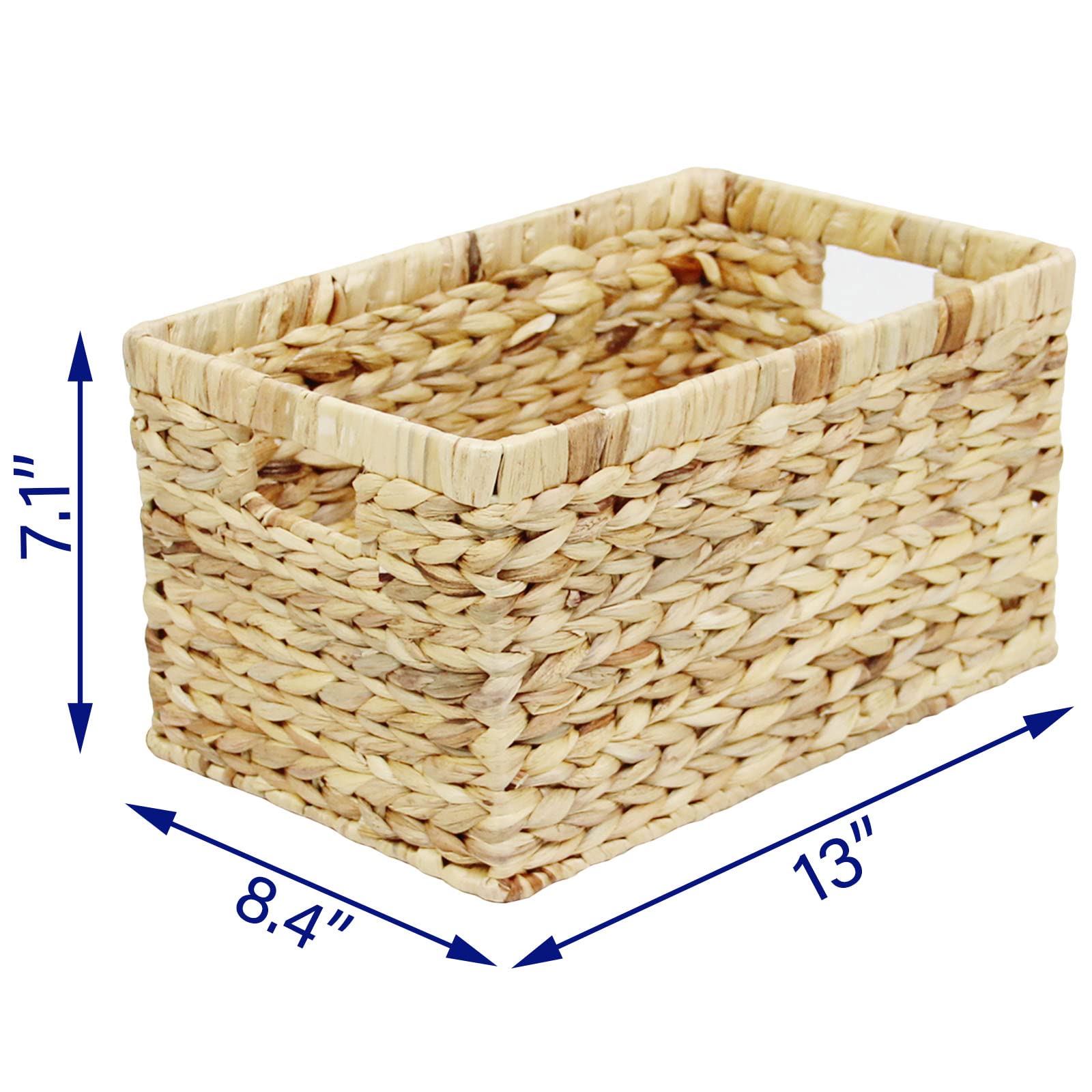Casaphoria large Square Irregular Hyacinth Storage Baskets Natural Hand Woven Water Hyacinth Basket Durable Trapezoid Sundries Baskets with Built-in Wooden Handles Funnel Basket,2-Pack