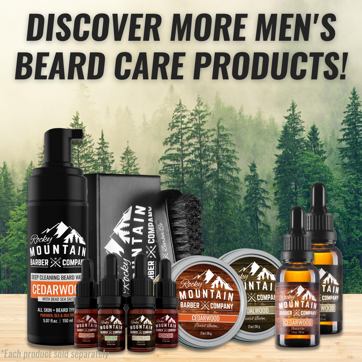 Beard Balm - Rocky Mountain Barber - 100% Natural - Premium Wax Blend with Cedarwood Scent, Nutrient Rich Bees Wax, Jojoba, Tea Tree, Coconut Oil