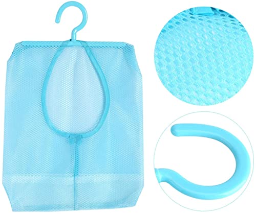 Multipurpose Clothespin Bag with Hanger, Hanging Storage Mesh Bag, Bathroom Shower Storage Organizer Set, Clothes Clip Clothespin Mesh Bag for Home Apartment College Dorm, Blue
