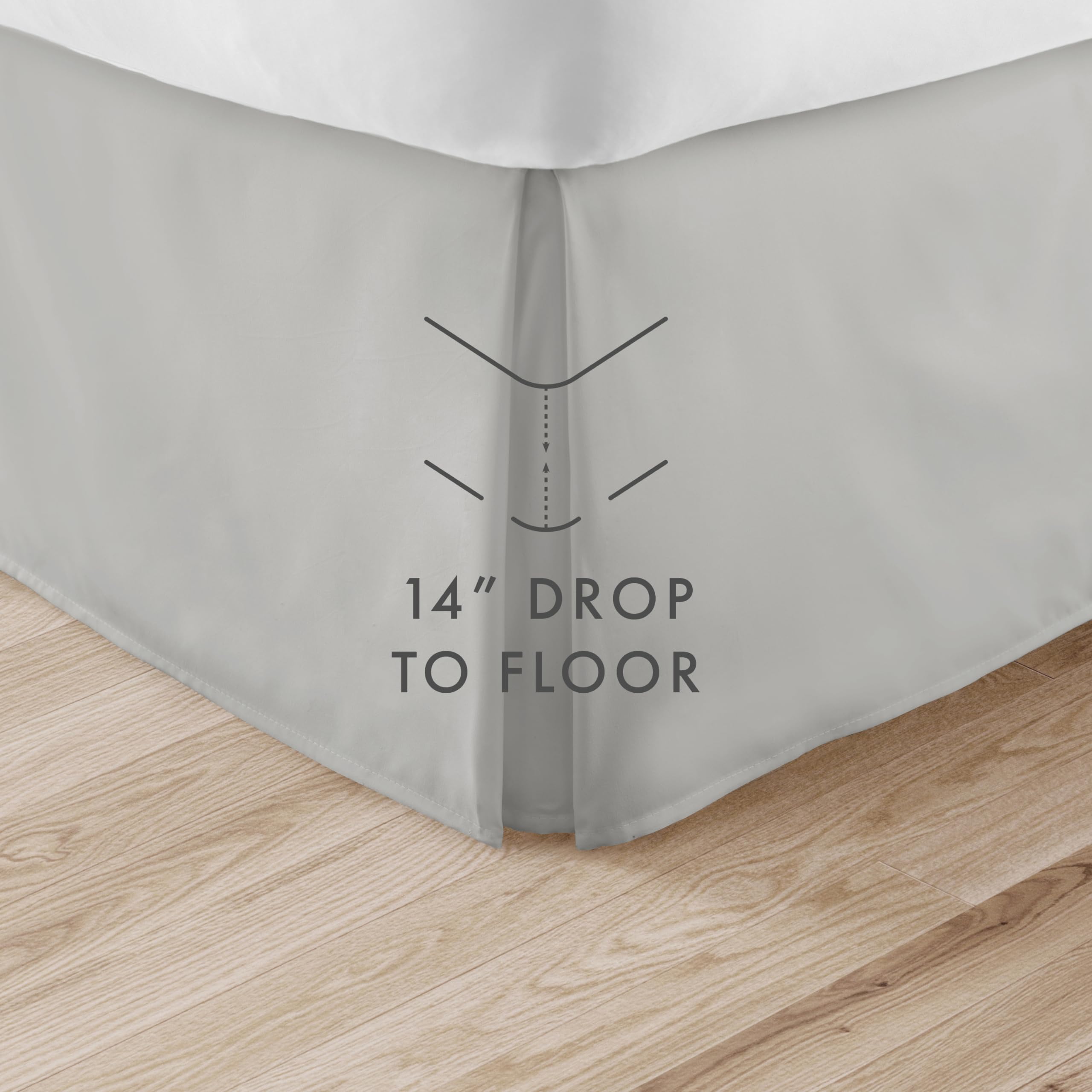Linen Market Bed Skirt - Ultra Soft Microfiber - Easy Fit with 14 Inch Tailored Drop - Hotel Quality, Shrinkage & Fade Resistant - Bed Cover - Queen Bed Set - Bedroom Décor - (Light Gray)