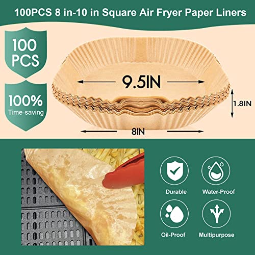 Air Fryer Liners, 100Pcs Air Fryer Liners Disposable, Air Fryer Parchment Paper Liners For Air Fryer, Baking, Roasting Microwave. (8 Inch)