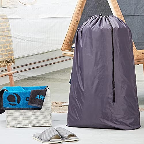 HOMEST 2 Pack Extra Large Travel Laundry Bag [28''x40''] Machine Washable Sturdy Rip-Stop Material Drawstring Closure, Grey
