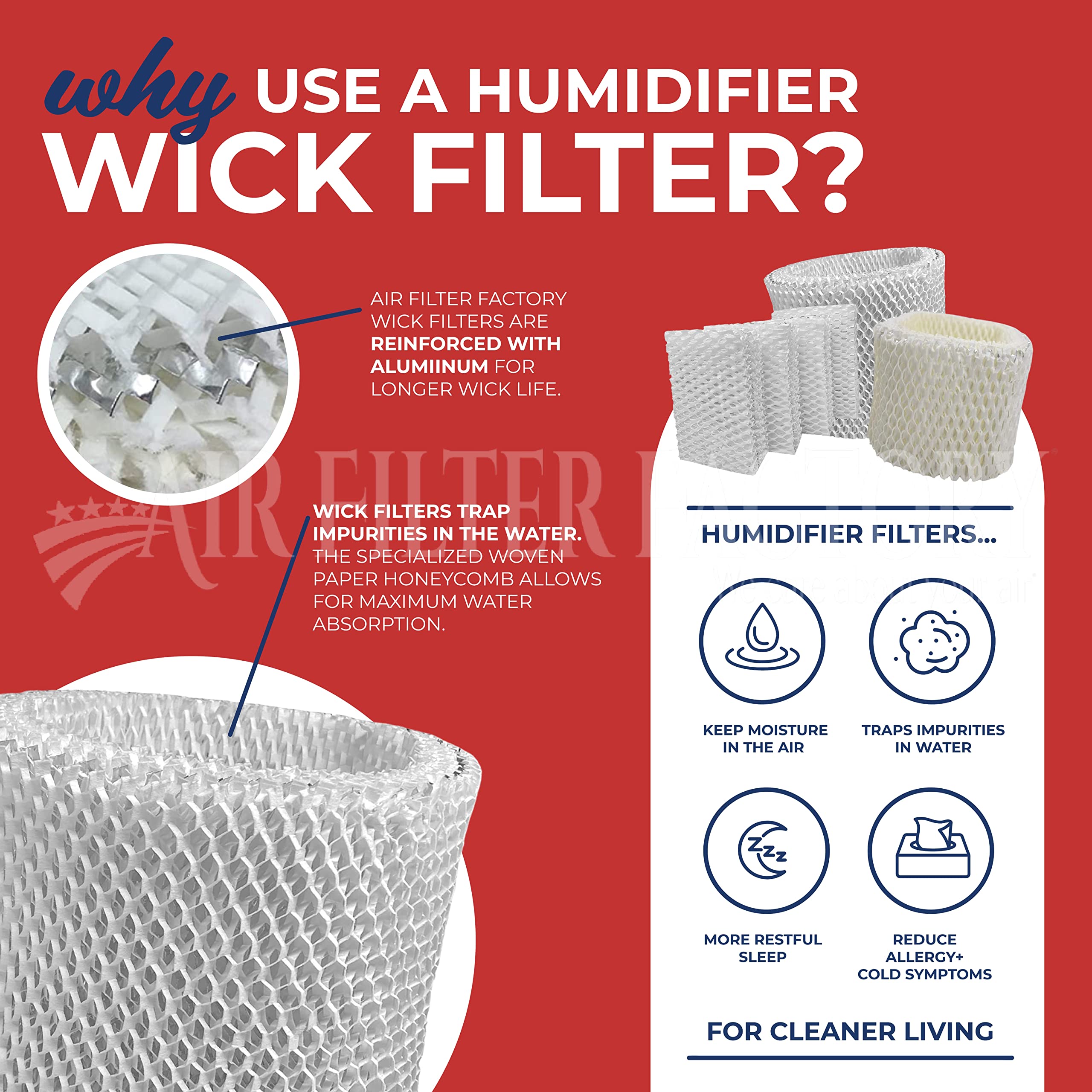 Air Filter Factory Replacement for Honeywell HCM6009 Humidifier Wick Filter
