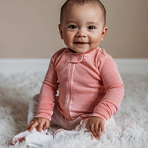 HonestBaby Sleep and Play Footed Pajamas One-Piece Sleeper Jumpsuit Zip-front PJs Organic Cotton for Baby Boys, Unisex, Twinkle Star, 3-6 Months
