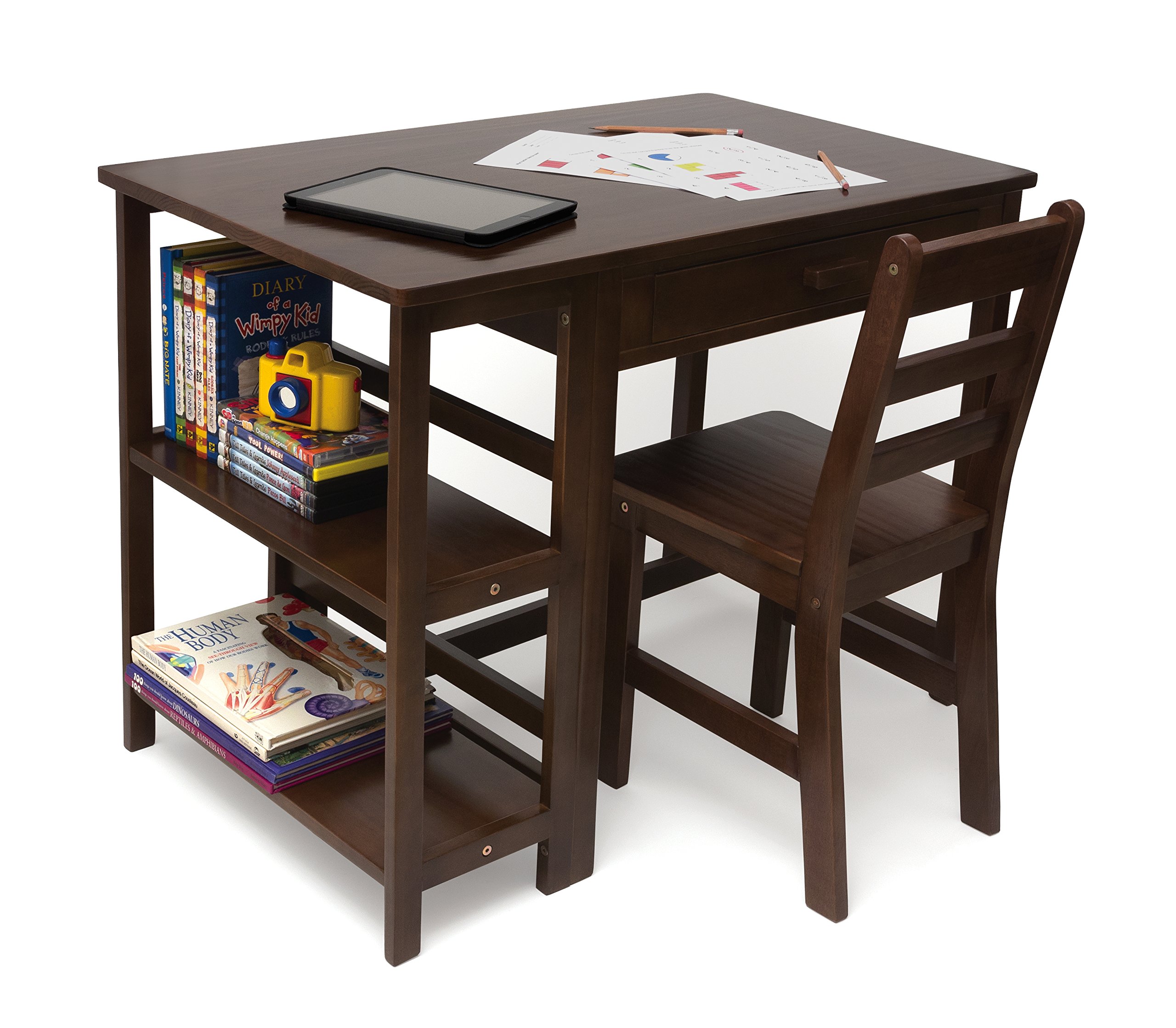 Lipper International 584WN Child's Work Station Desk and Chair, Walnut Finish
