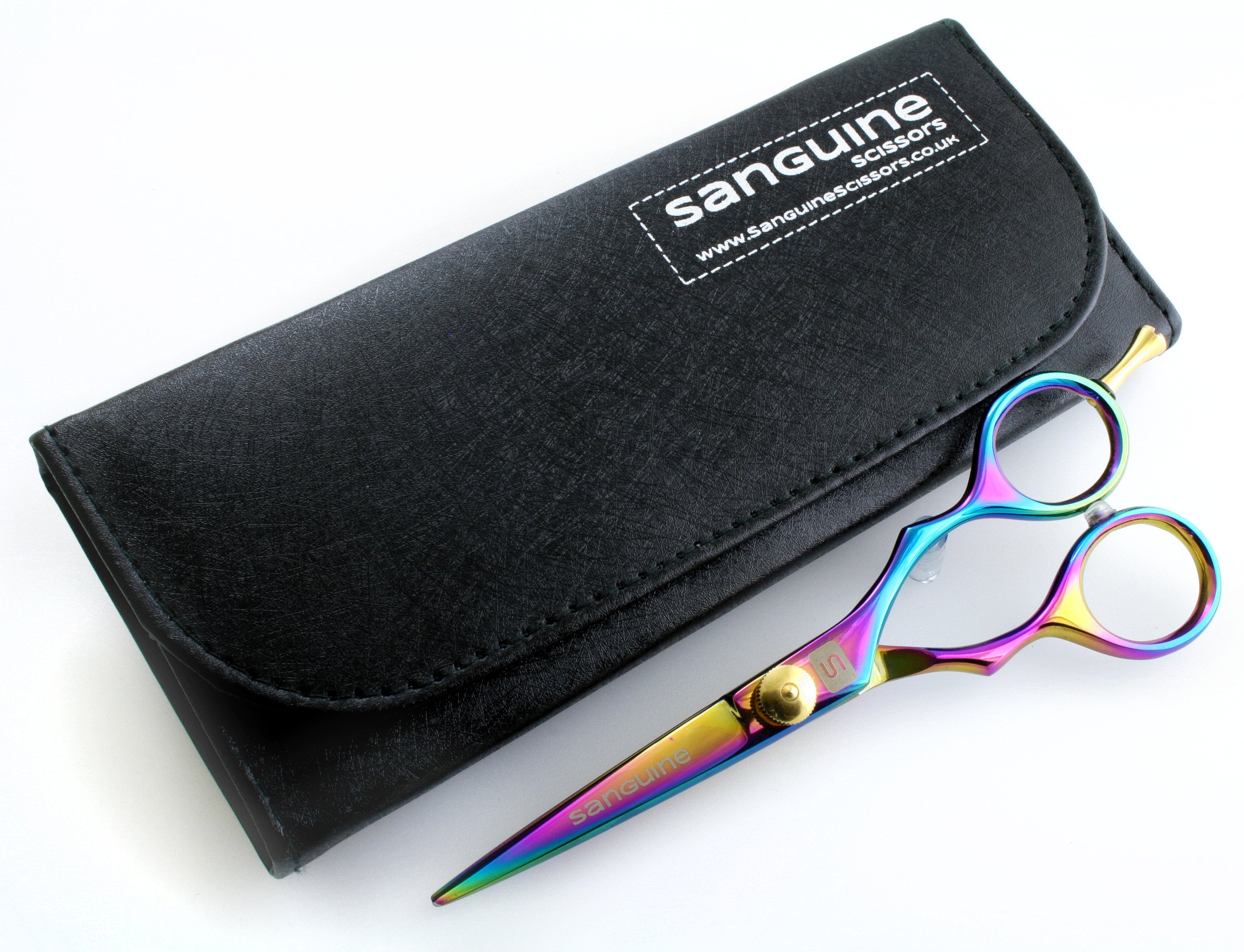 Beard Trimming Scissors, Mustache Scissors, Titanium - 5.5" (14cm) + Presentation Case and Tip Protector