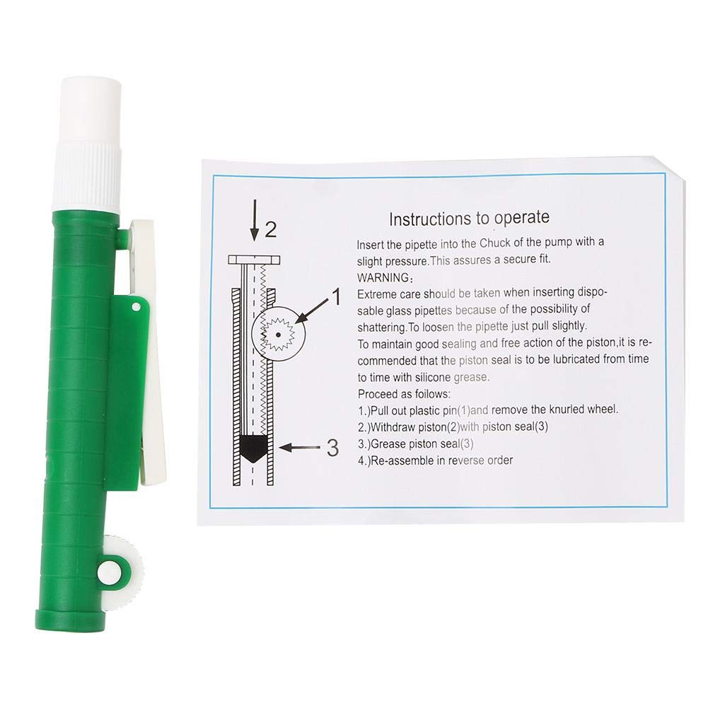 Pipette Pipet Pump, 10ml Green Pipette Pump Filler for Disposable Plastic and Glass Pipettes