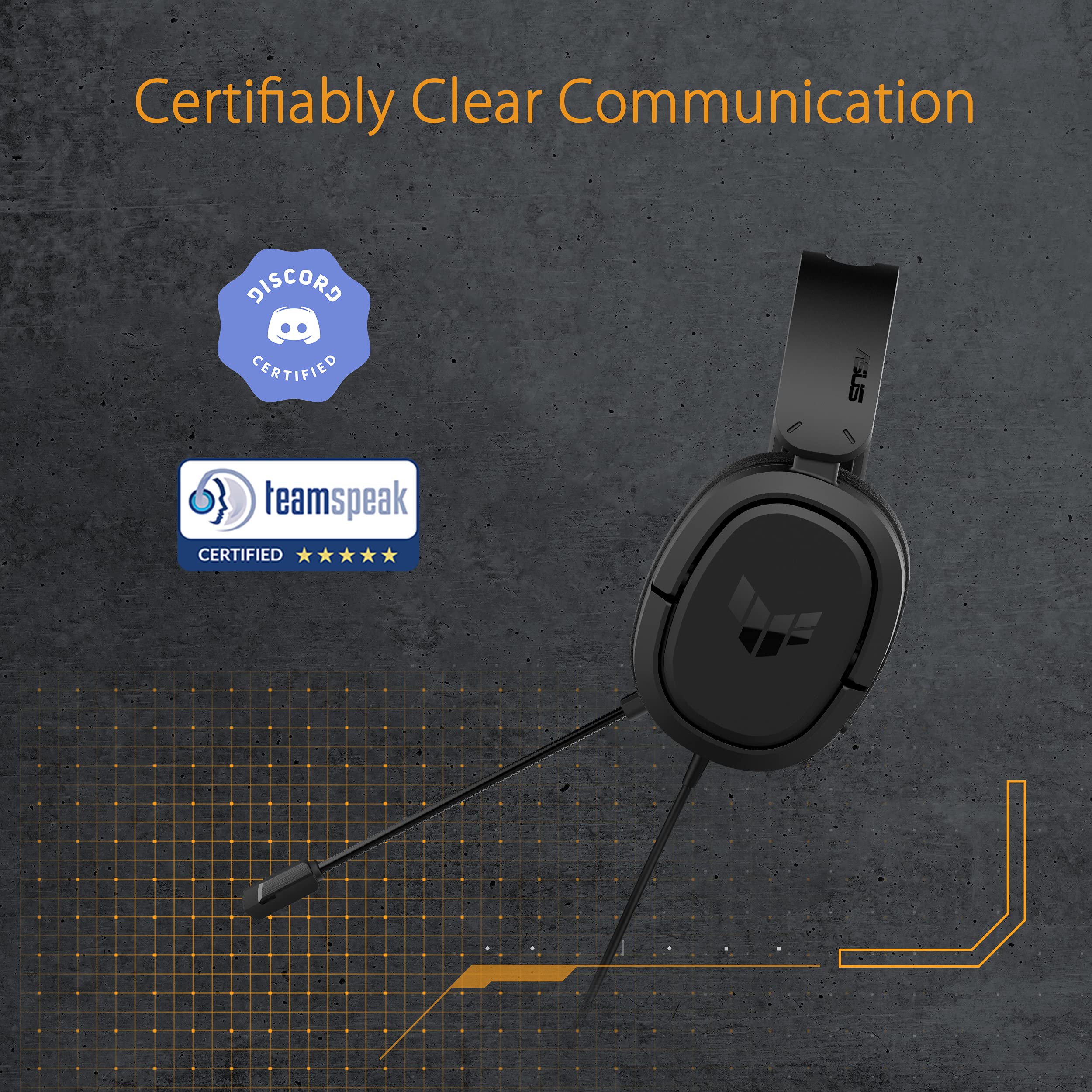 ASUS TUF Gaming H1 Wired Headset | Discord Certified Mic, 7.1 Surround Sound, 40mm Drivers, 3.5mm, Lightweight, for PC, Switch, PS4, PS5, Xbox One, Xbox Series X | S, and Mobile Devices โ Black