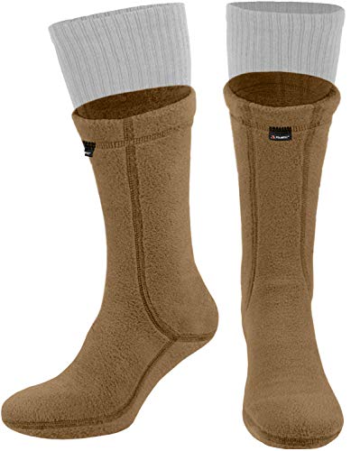 281Z Hiking Warm 8 inch Boot Liner Socks - Military Tactical Outdoor Sport - Polartec Fleece Winter Socks (Small, Coyote Brown)