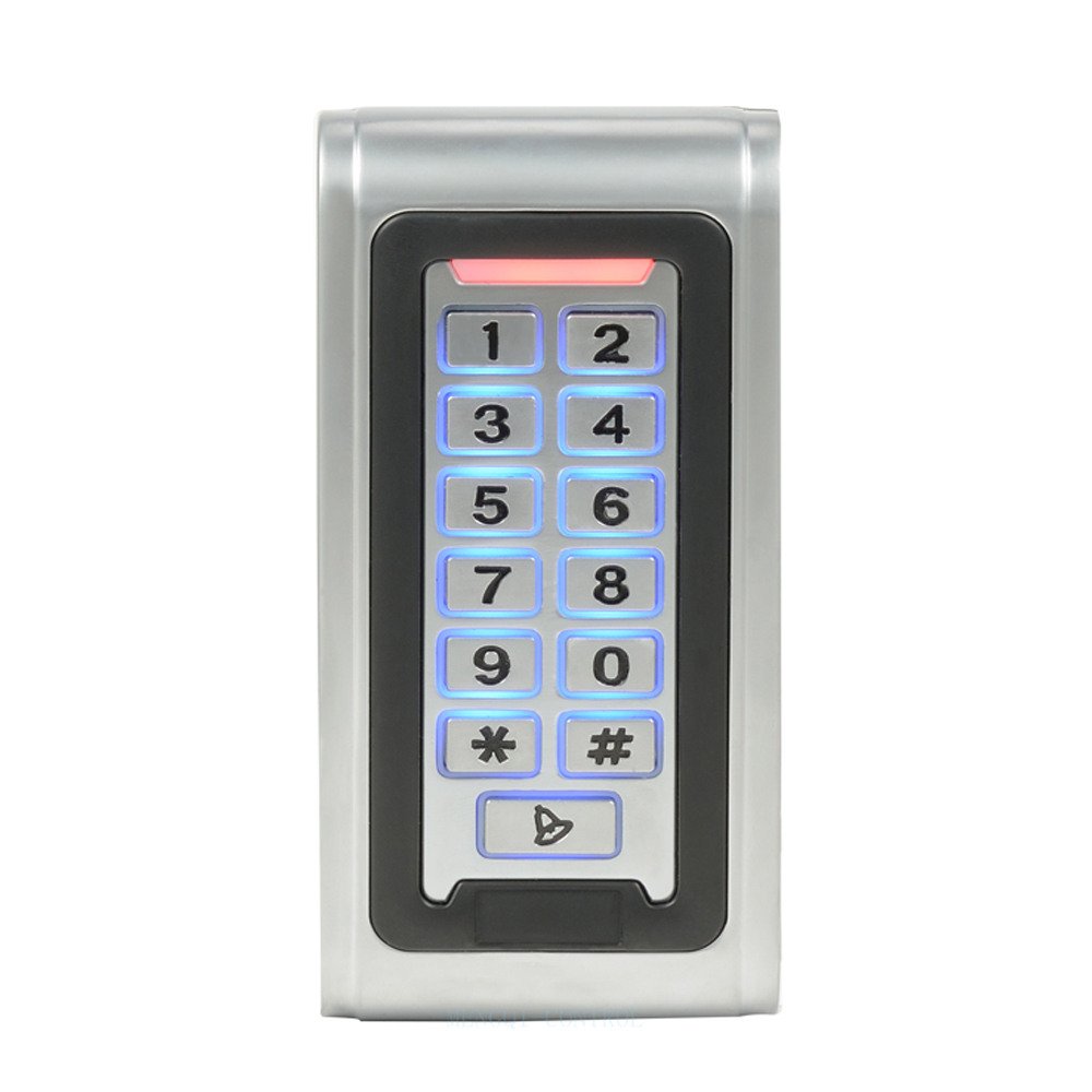 MENGQI-CONTROL Waterproof Metal RFID PIN Code Door Security Access Control System ANSI Standard North American Heavy Duty Electric Strike Lock,110V-240V Power Supply Unit,Exit Button,Cards/Key Fobs