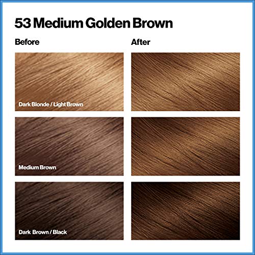 Revlon Total Color Permanent Hair Color, Clean and Vegan, 100% Gray Coverage Hair Dye, 53 Medium Golden Brown