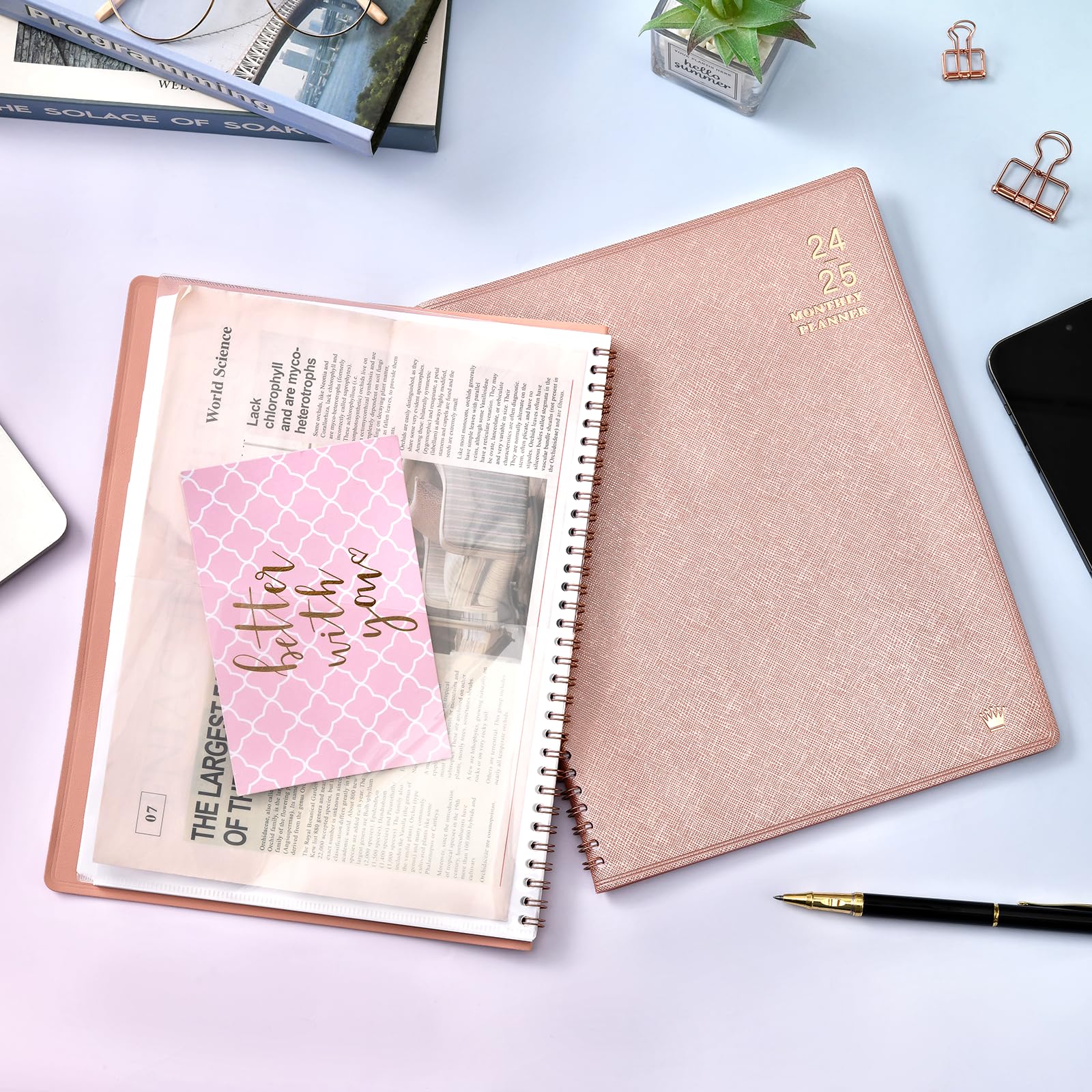 2024-2025 Monthly Planner - Monthly Calendar/Planner 2024-2025, JUL. 2024 - DEC. 2025, 9'' x 11'', 18 Monthly Planner Spiral Bound with Soft Leather Cover, 15 Note Pages, Monthly Tab, Inner Pocket