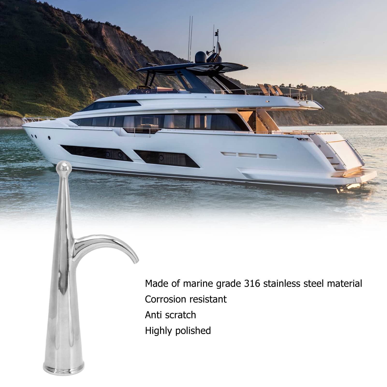 28mm Marine Boat Hook Head,Boat Deck Hardware 316 Stainless Steel Boat Hook Replacement for Mooring Yacht Boat Kayak Sailing Dock Anchor Hardware Accessories