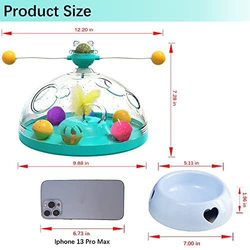 asdtrpoi Cat Toys for Indoor Cats Interactive Cat Toy Puzzles Smart stimulating Mental Stimulation Brain Games Teaser Catnip Ball Track Balls with Feather and Pet Bowl