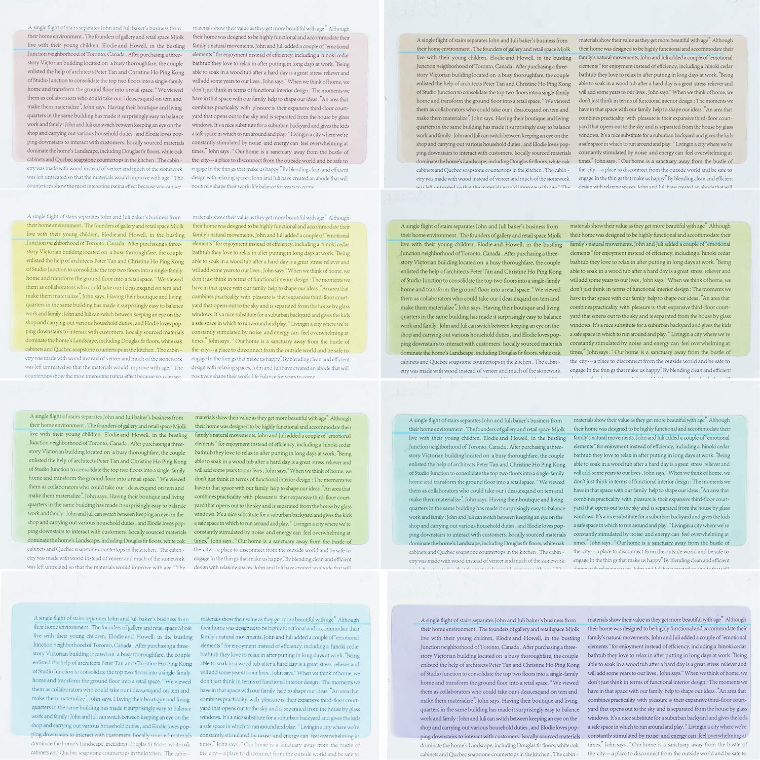 Reading Guide Highlight Strips (32 Pack) Colored Overlays Bookmarks Reading Tracking Rulers for Children, Teachers, and Dyslexics