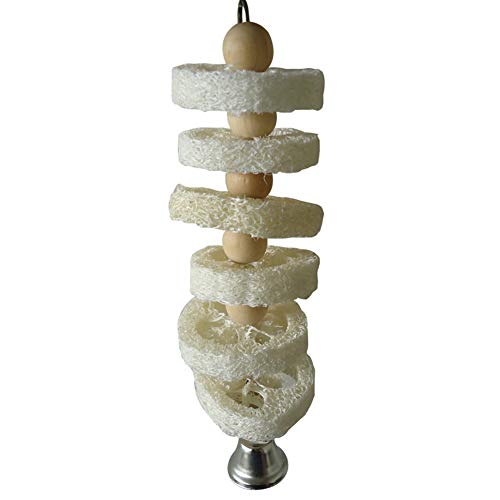 N/ hfjeigbeujfg Bird Toy,Parrot Cage Chewing Toys Hollow Loofah Wooden Beads Bell Parrot Chewing Bite Cage Hanging Birds Pet Toy - Wood Color