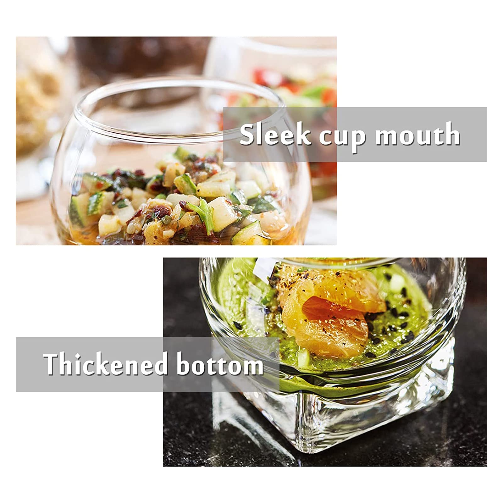 AEFPOYMXU Glass Cute Dessert Bowls Set of 4 Clear Ice Cream Cups Small Dessert Bowls Sundae Bowls for Kitchen Prep Snack Dessert Dishwasher Safe(200ML)