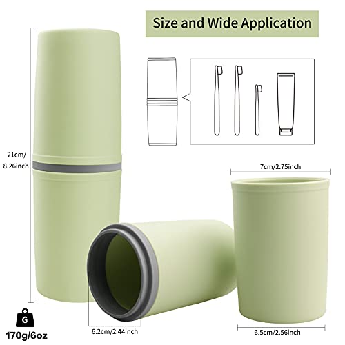 Suruid Toothbrush Case Multifunctional Toothbrush Storage Box Portable Travel Wash Cup Toothbrush Cup Wall Mounted Toothbrush Holder for Bathroom, Useful for Travel, Camping, Business, School - Green