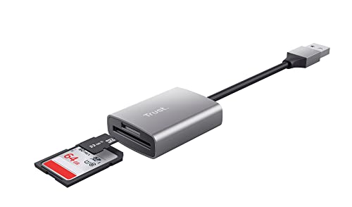 Trust Dalyx Fast USB Cardreader, Fast USB 3.2 Gen 1 with USB-A Connector, 104 MB/s with Compatible UHS-I Cards, (Micro) SD, SDHC and SDXC up to 2 TB, MacBook, PC, Laptop, Chromebook
