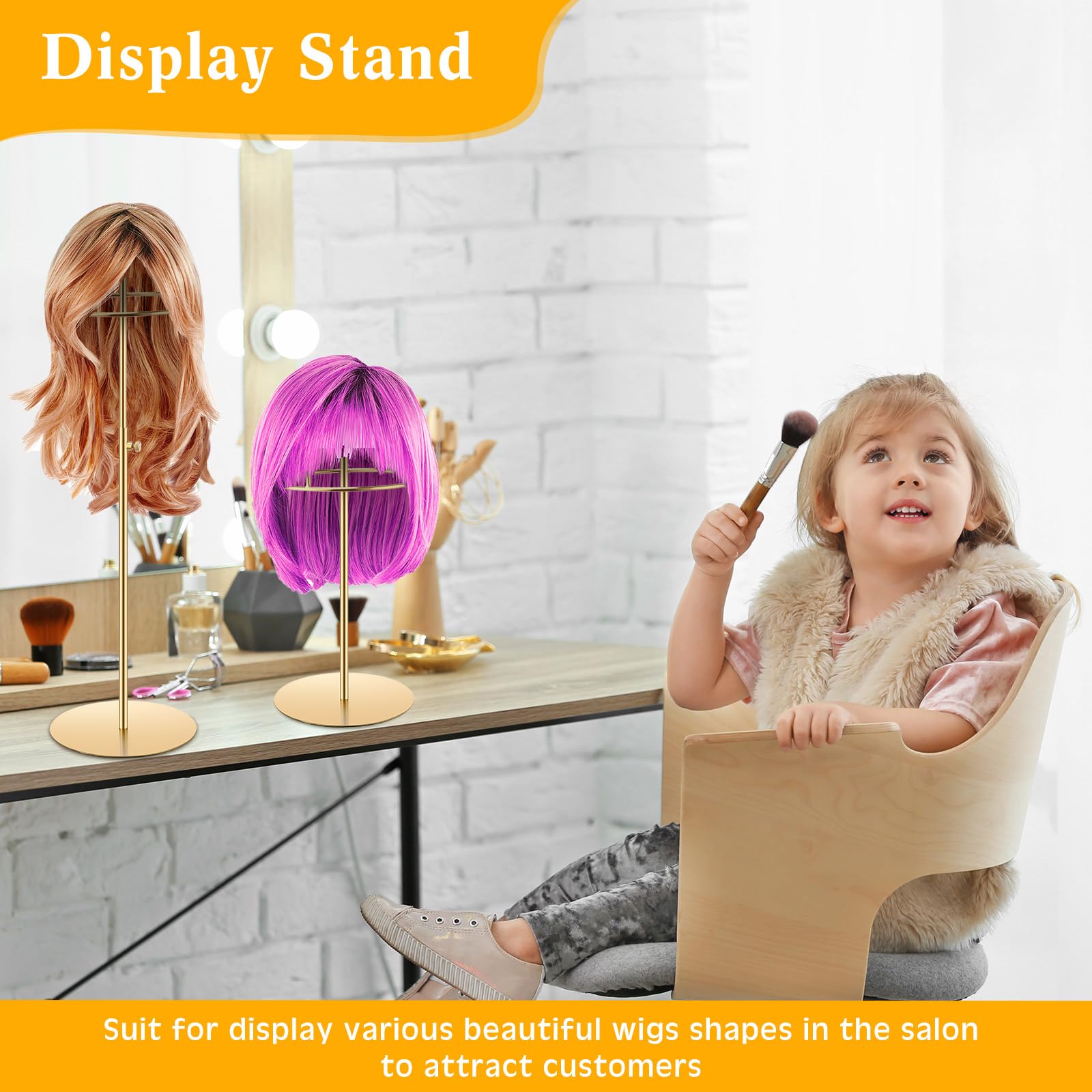 Sintuff 4 Pcs Hat Display Stands 15-22.8 Inch Large Adjustable Hat Holder Non Slip Wigs Stand Stainless Steel Hat Rack with Stable Base for Multiple Hats Storage