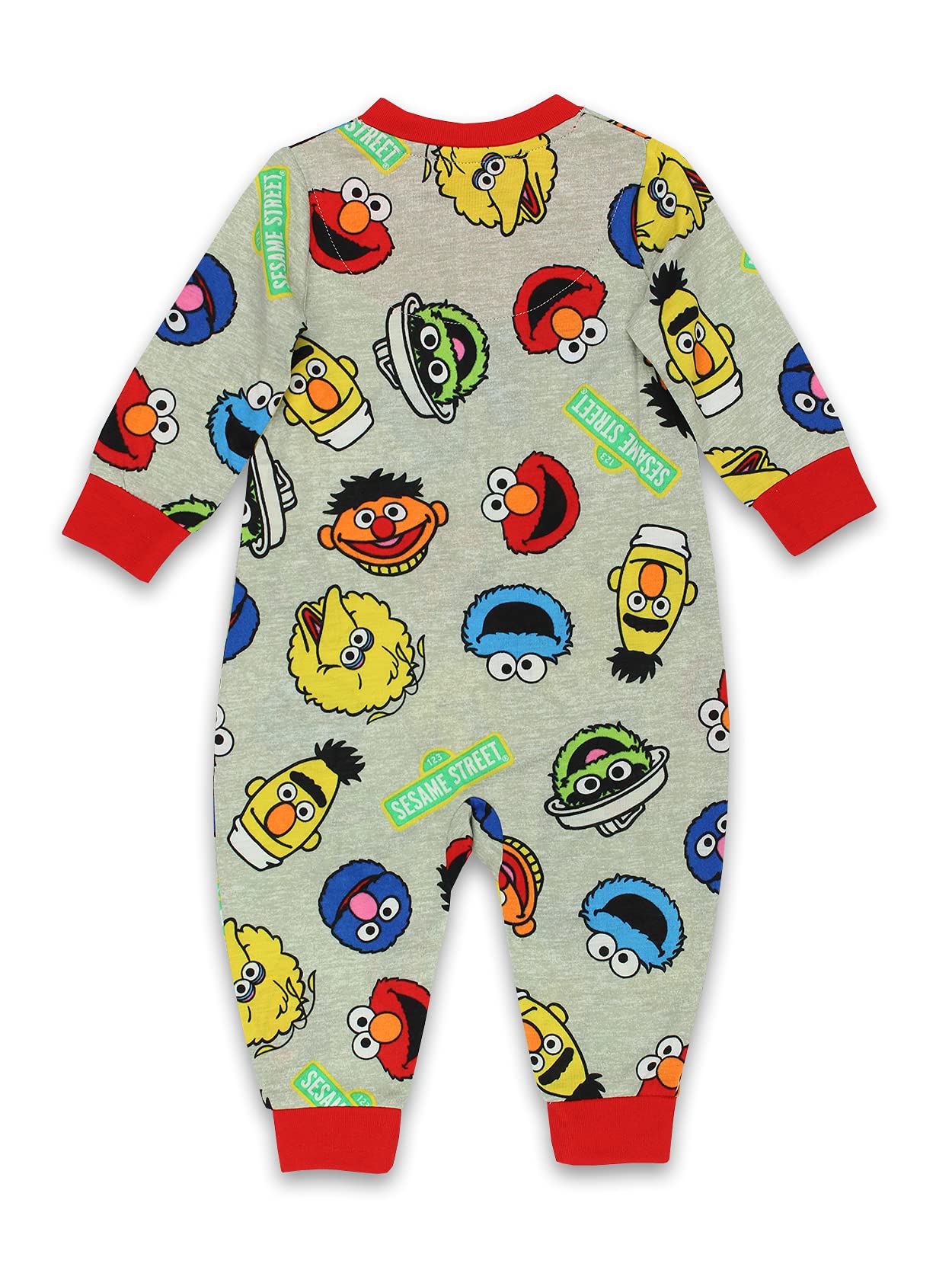 Sesame Street Elmo Cookie Monster Infant Toddler Footless Sleeper Pajamas (2T, Gray)