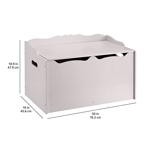 Amazon Basics Kids Toy Box, Wooden Organizer Storage Chest, Gray, 30" x 18" x 19"