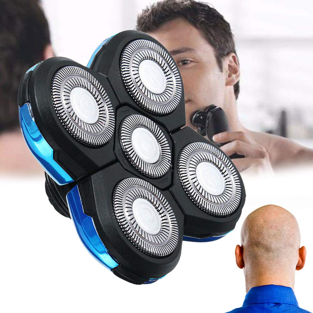 5 Heads Shaver Blade Heads Beard Cutter Replacement Blade Electric Razor Shaver Head Shaving Bald Tool for Head and Face, Easy Installation