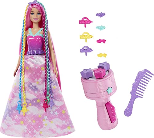Barbie Dreamtopia Doll, Twist 'n Style Pink Hair with Rainbow Extensions, Twisting Tool and Styling Accessories