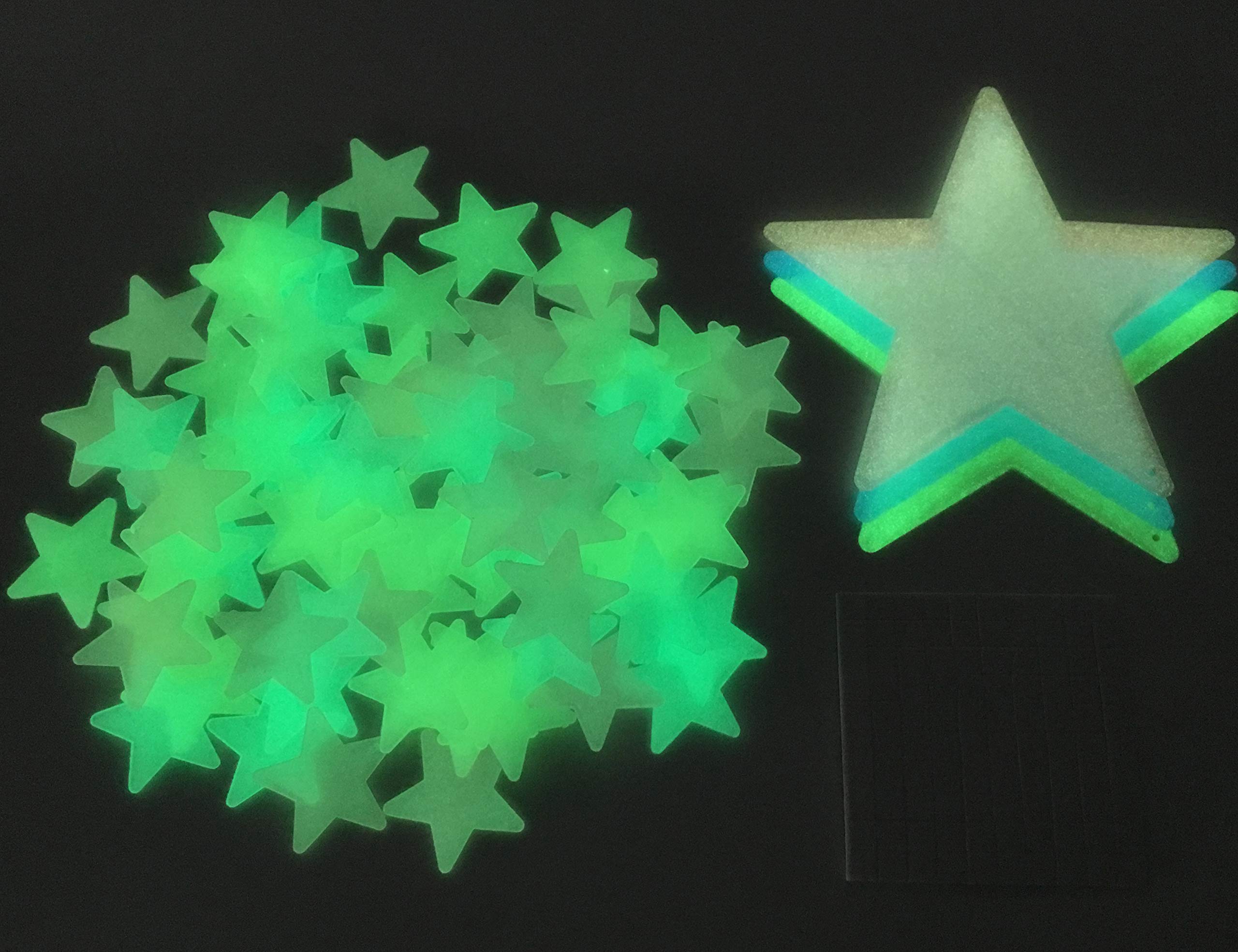 HoneyToys 204PCS 1.2" Luminous Stars Fluorescent Noctilucent Plastic Wall Stickers Decals for Home Ceiling Wall Baby Kids Bedroom (Multi-Color)