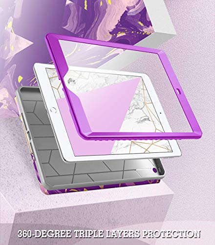 Popshine Marble Case Designed for iPad 10.2 9th Gen (2021)/8th Gen (2020) /7th Gen (2019), Full Body Premium 360 Degree Protective Folio Cover with Built-in Screen Protector, Liquid Marble Purple