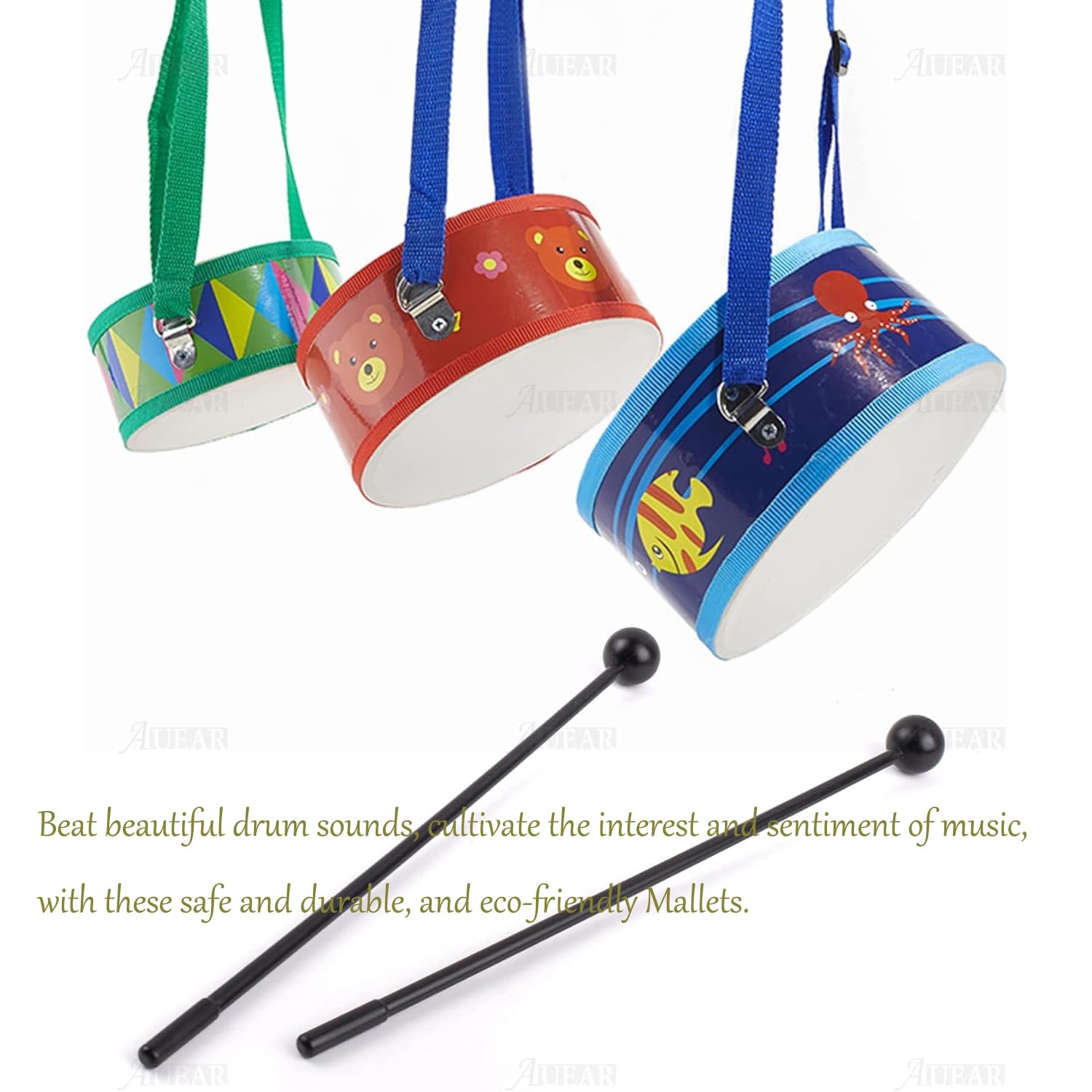 AUEAR, 10 Pack Solid Plastic Bell Mallets Percussion Sticks Hammer Drum Xylophone 11 Inch Black