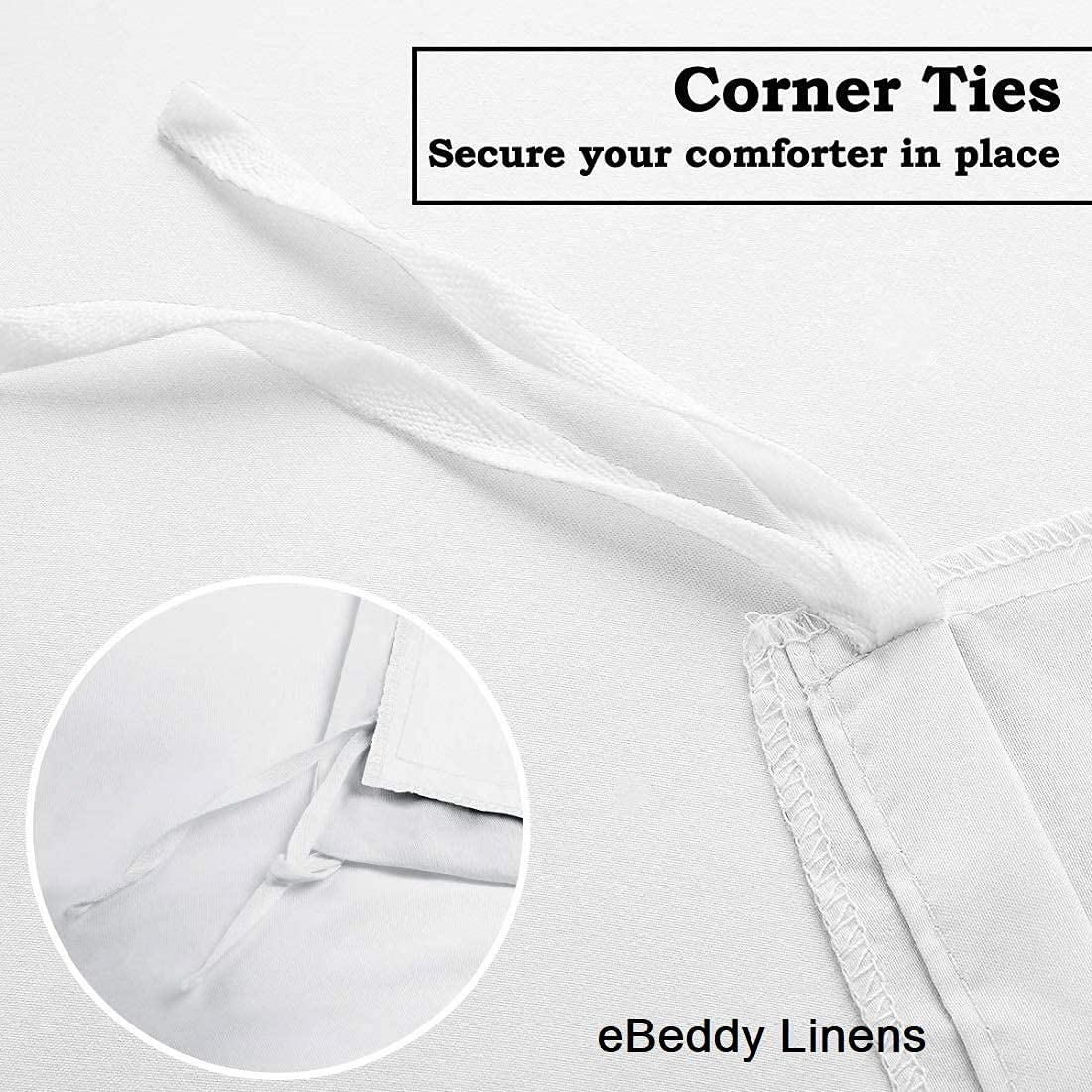 eBeddy Linens 800 TC Ultra Silky Soft Egyptian Cotton Super King Plus 120x120 Size 3-Pieces Reversible Duvet Cover Set Hidden Zipper Closer & Corner Ties, White/Dark Grey