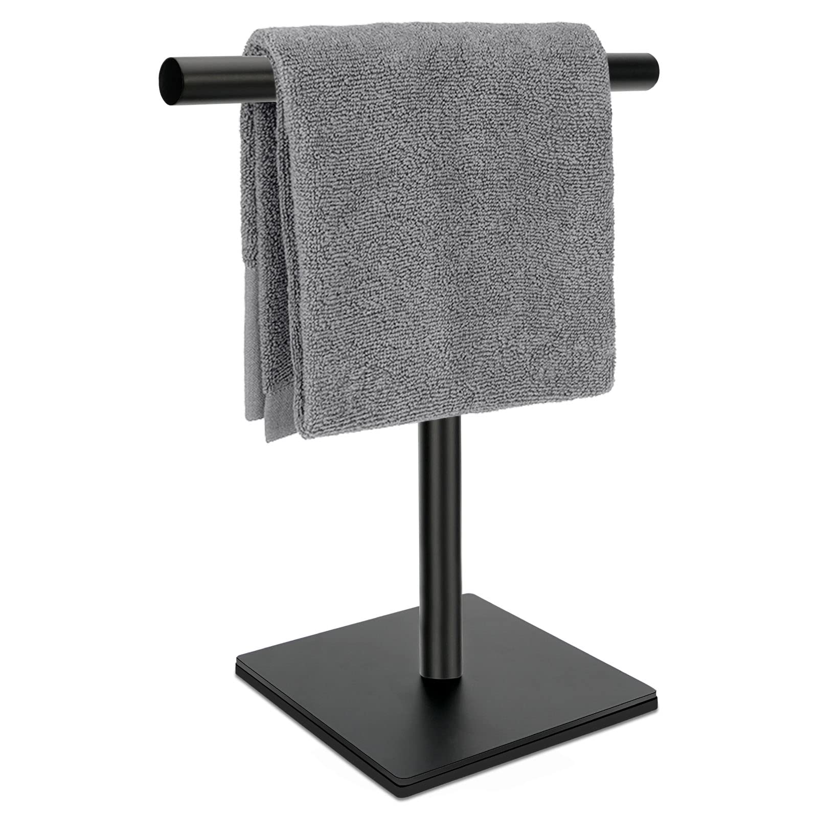 Square T-Shape Hand Towel Holder - Standing Hand Towel Rack for Bathroom or Kitchen Countertops, with SUS304 Stainless Steel Matte Black Finish,Minimalist Style