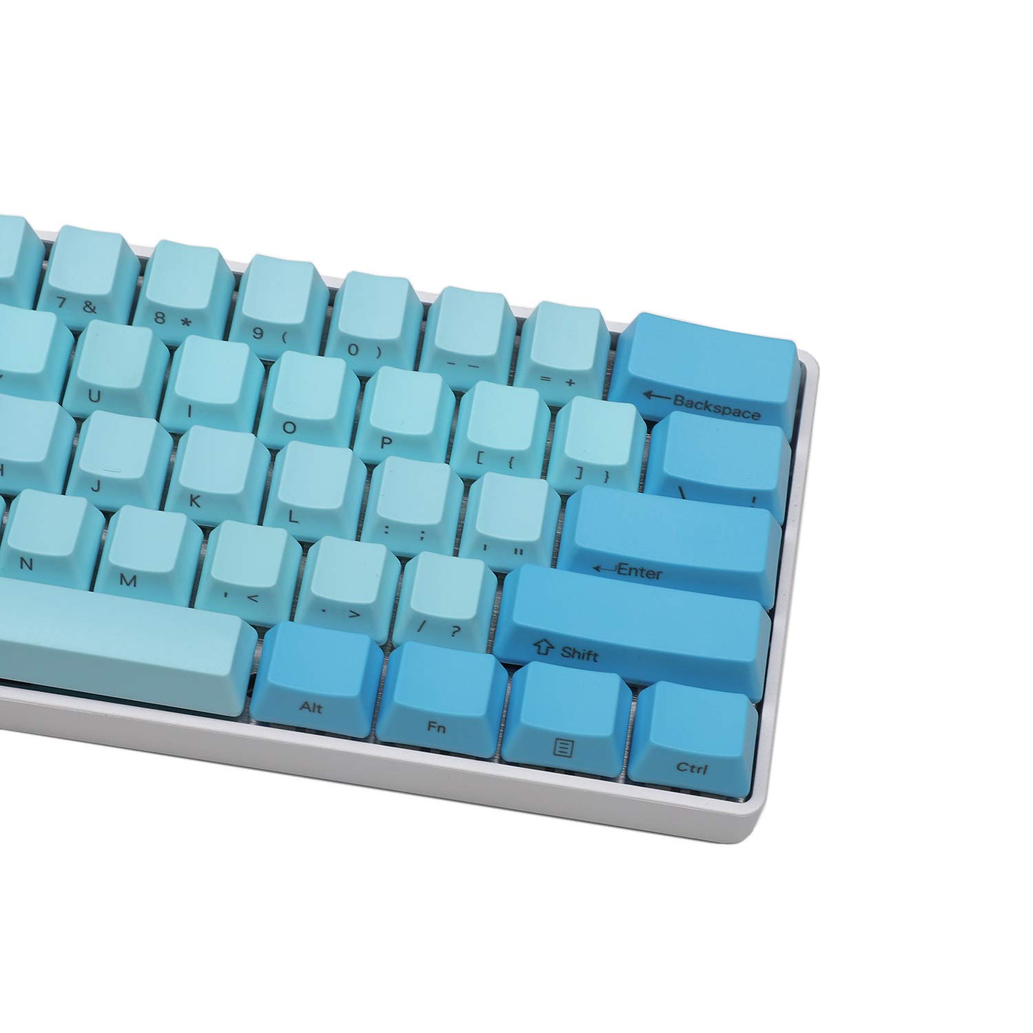 YMDK 61 ANSI Custom 60% KEYCAPS OEM Profile Thick PBT KEYCAP Set Suitable for Cherry MX Switches Mechanical Gaming Keyboard (ONLY KEYCAP) (Dark-Light Blue Side Print)
