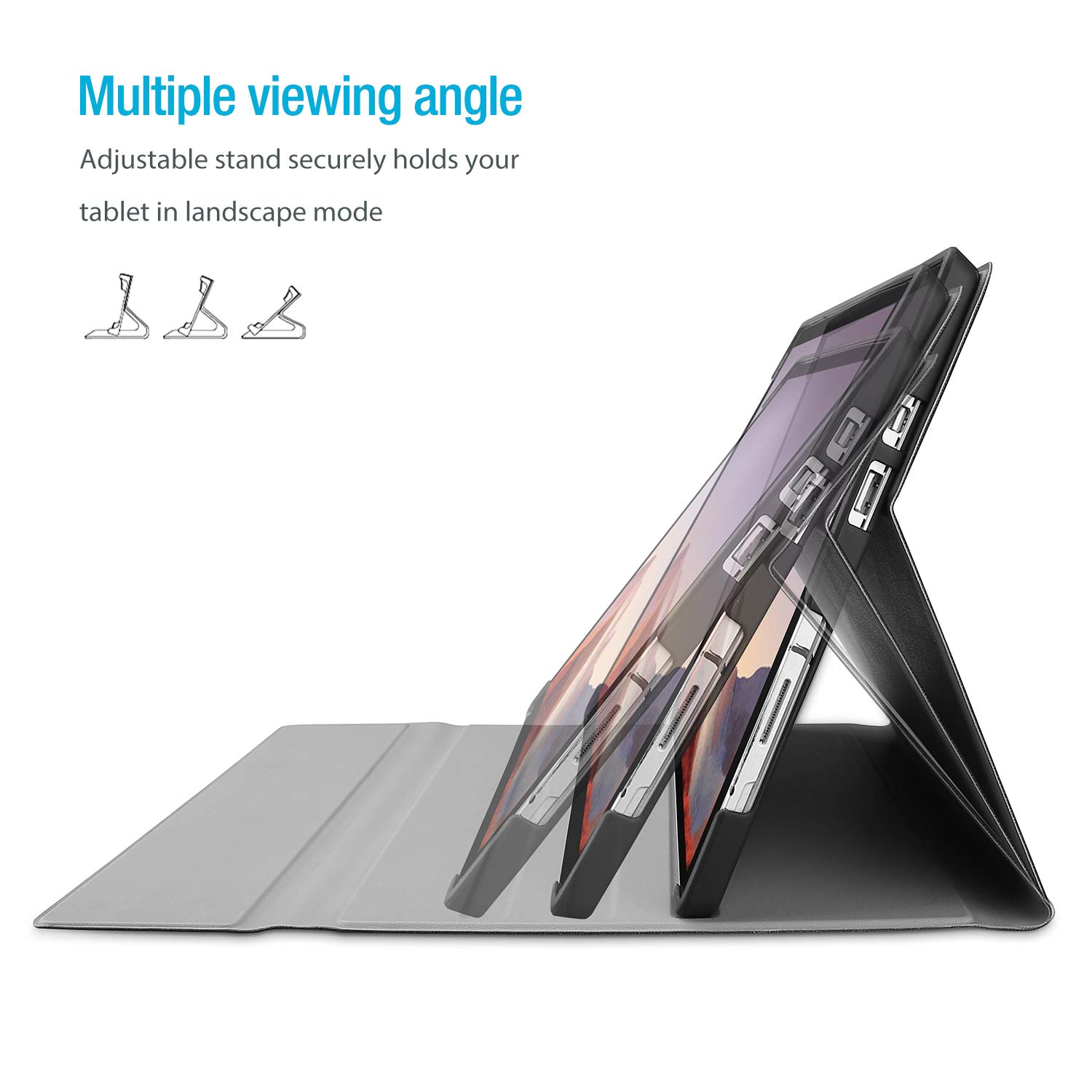 ProCase Keyboard Case for Surface Pro 7 (2019) /Pro 6 (2018) /Pro 5 (2017) /Pro 4 (2015) 12.3 Inch Tablet, Slim Lightweight Smart Cover with Magnetically Detachable Wireless Keyboard –Black