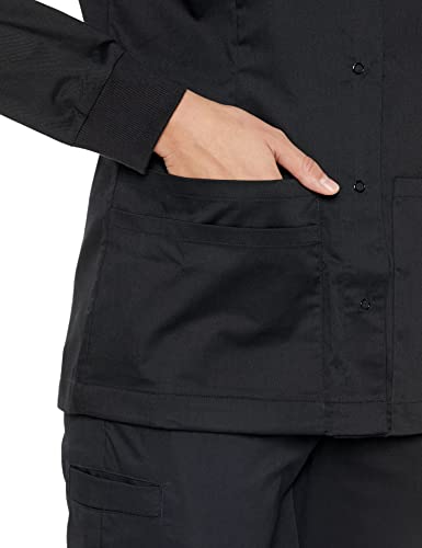 Amazon Essentials Women's Scrub Snap Jacket (Available in Plus Size), Black, Large