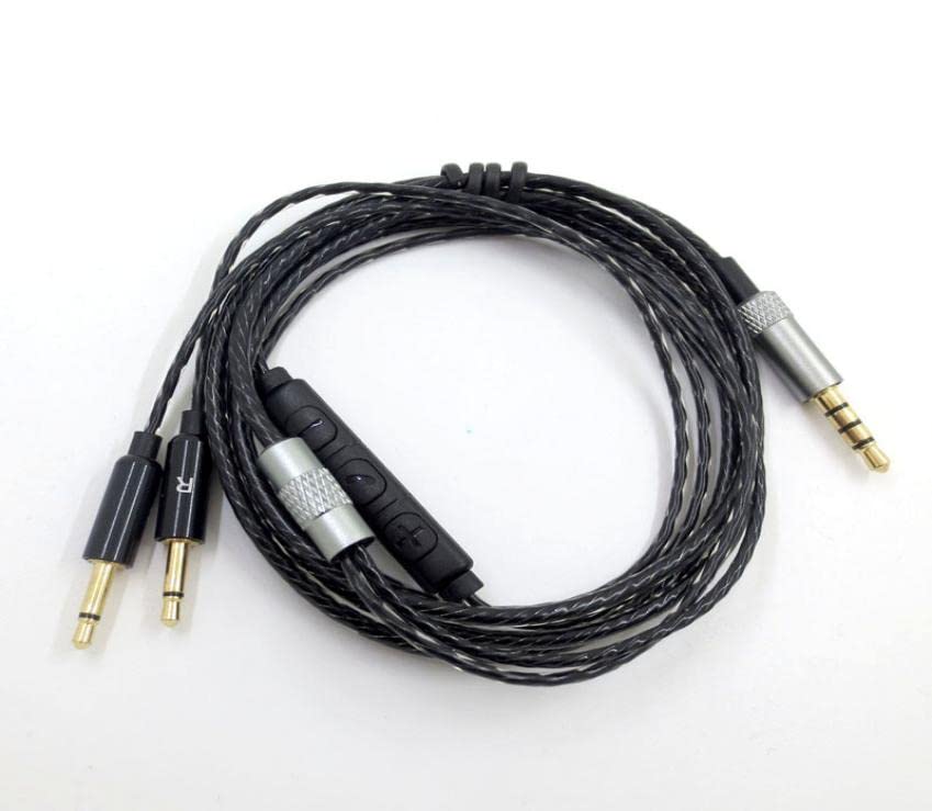 Arzweyk 3.5mm to 2.5mm Male to Male Audio AUX Replacement Cable Compatible with Sennheiser HD447 HD437 HD202 HD212 Headphone, Remote Volume Control Mic for ISO Android, 1.2m/ 4FT