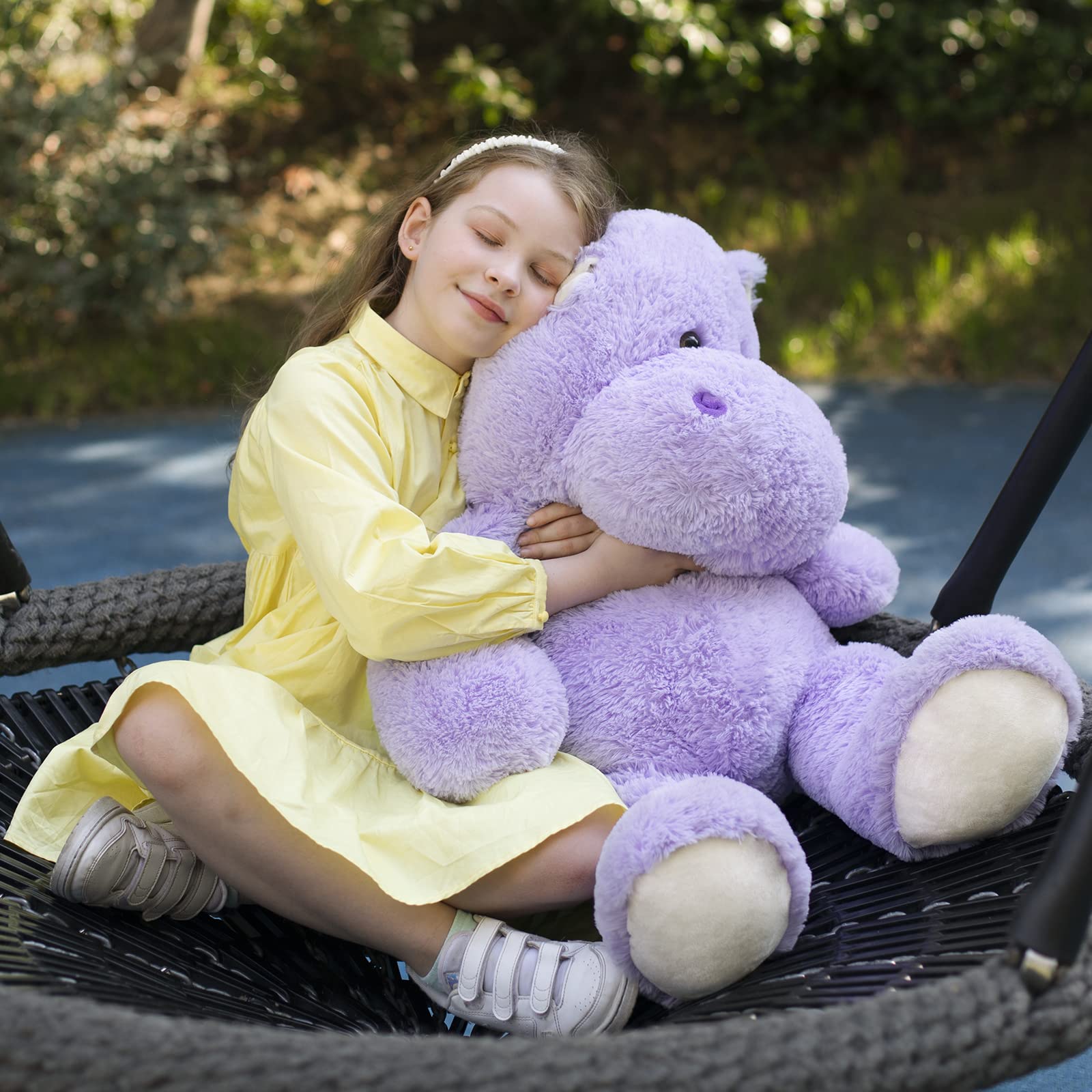BENINY Giant Humongous Hippo Stuffed Animals 36", Oversized Hippo Plush, Soft Hug Cute Jumbo Hippo Toy Plush Gift for Kid, Purple