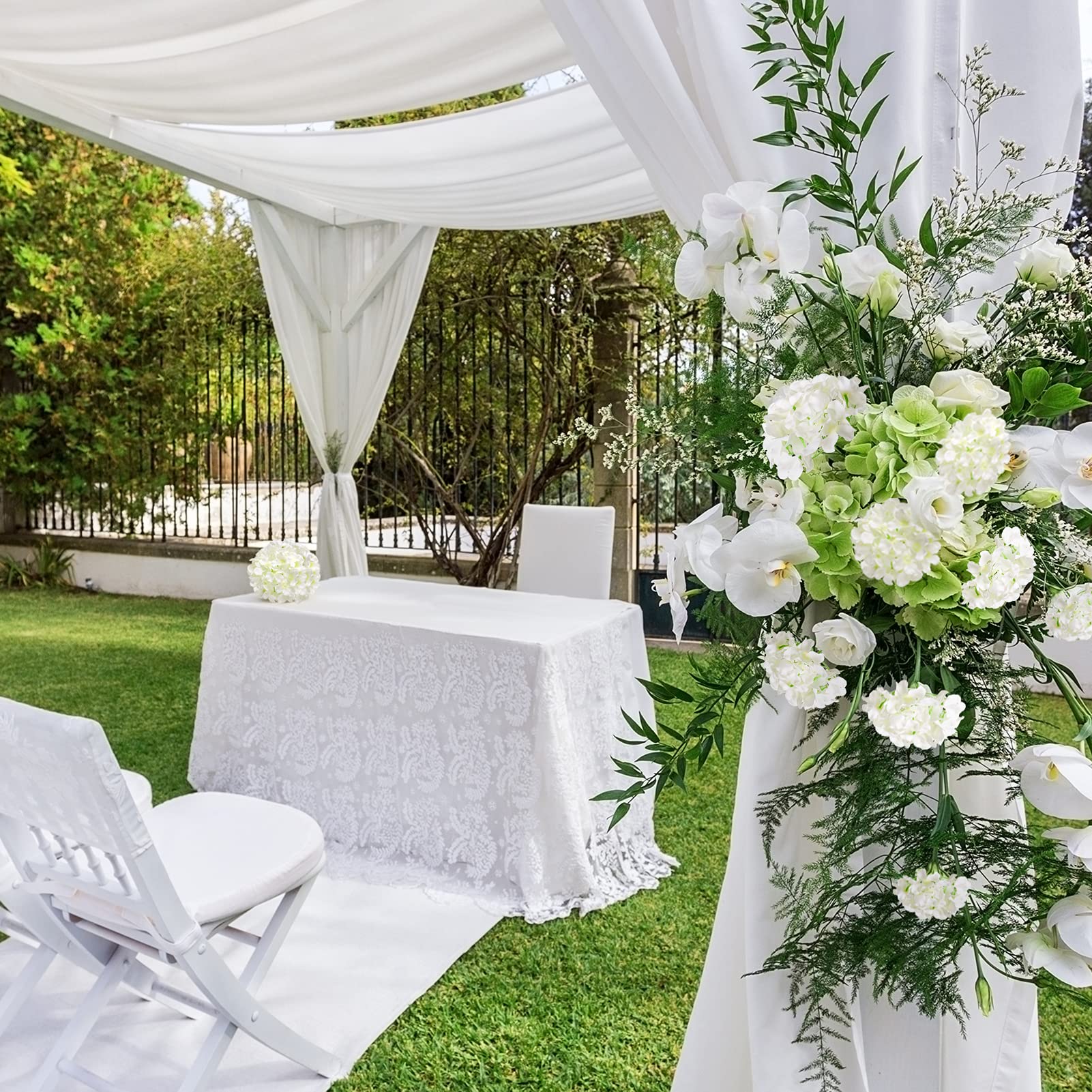 Auihiay 32 Pieces Artificial Hydrangea Flowers White Hydrangea Flower Heads with Stems for Wedding Centerpiece Home Garden Party Decoration