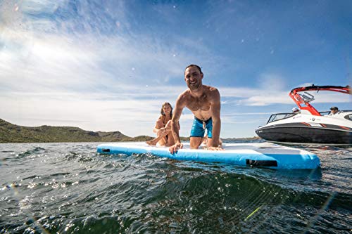 Airhead WATERMAT AIR Inflatable Deck, 8 ft. w Pump, White/Blue