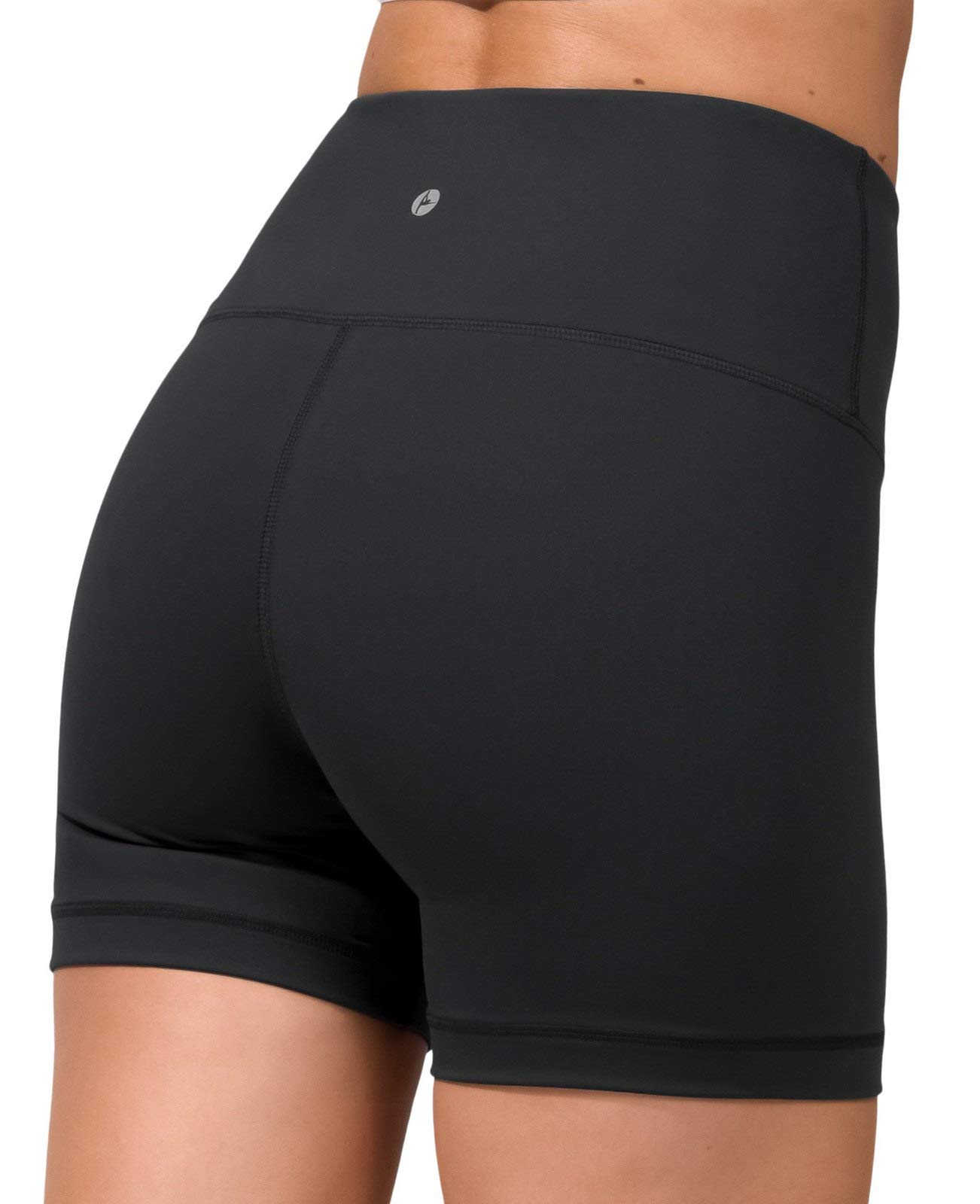 90 Degree By Reflex High Waist Power Flex Yoga Shorts - Tummy Control Biker Shorts for Women - Black 2 Pack - Medium