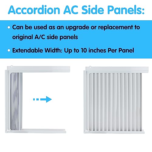 Air Jade Window Air Conditioner Side Panels with Frame, Window AC Side Panel Set for 5,000 Btu Units, Room Air Conditioner Accordion Filler Curtain Replacement Kit