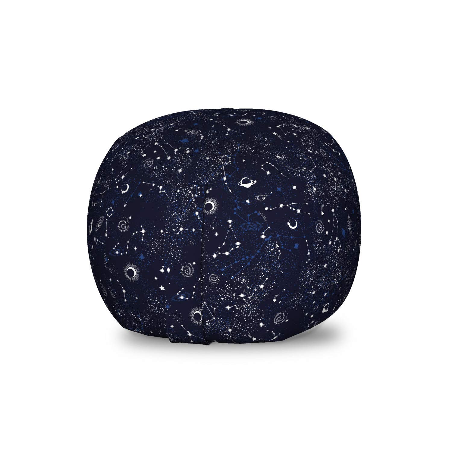 Ambesonne Blue Sky Storage Toy Bag Chair, Repeating Stars Constellation Galaxy Theme Science Outer Space Print, Stuffed Animal Organizer Washable Bag, Small Size, Night Blue
