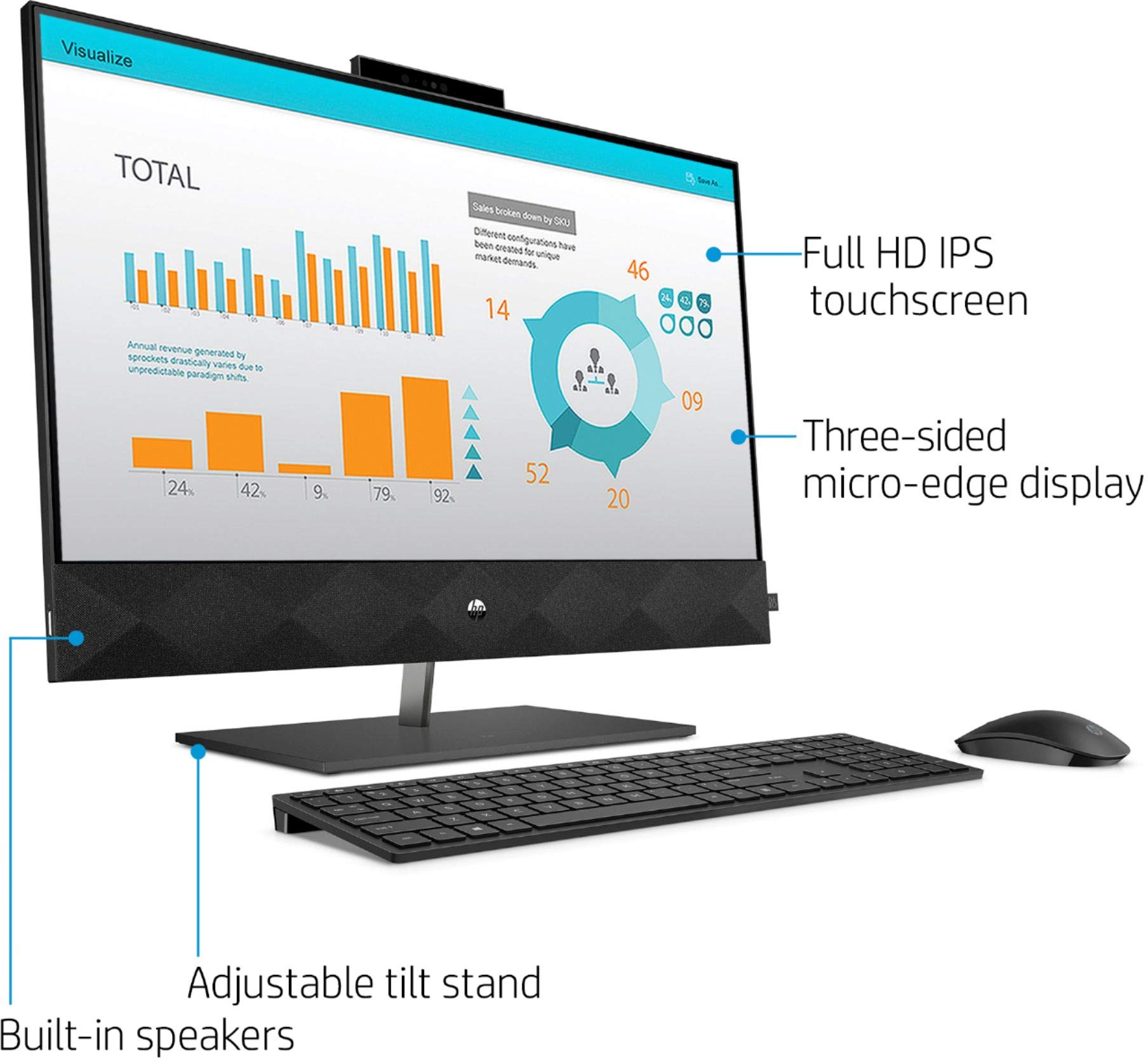 HP Pavilion 27 Touch Desktop 1TB SSD 32GB RAM Extreme (Intel Core i9-10900 Processor w Turbo Boost to 5.00GHz, 32 GB RAM, 1 TB SSD, 27-inch FHD Touchscreen, Win 11) PC Computer All-in-One Black