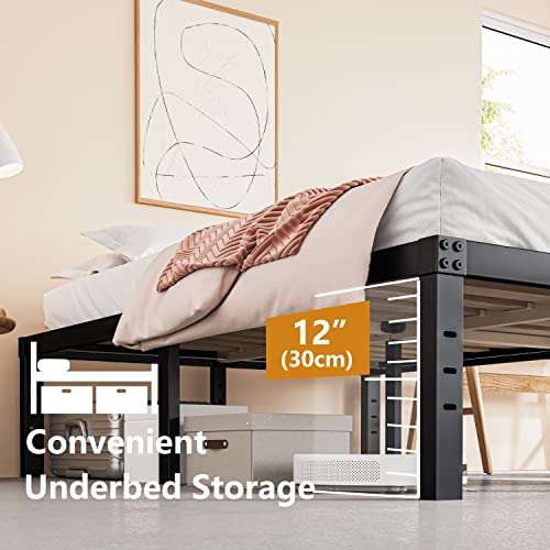 Cleaniago Twin Size Bed Frame, Wooden Slats Support, 16 Inch High, Heavy Duty 2500 Pounds Support for Mattress, No Box Spring Needed, Noise Free, Easy Assembly, Black