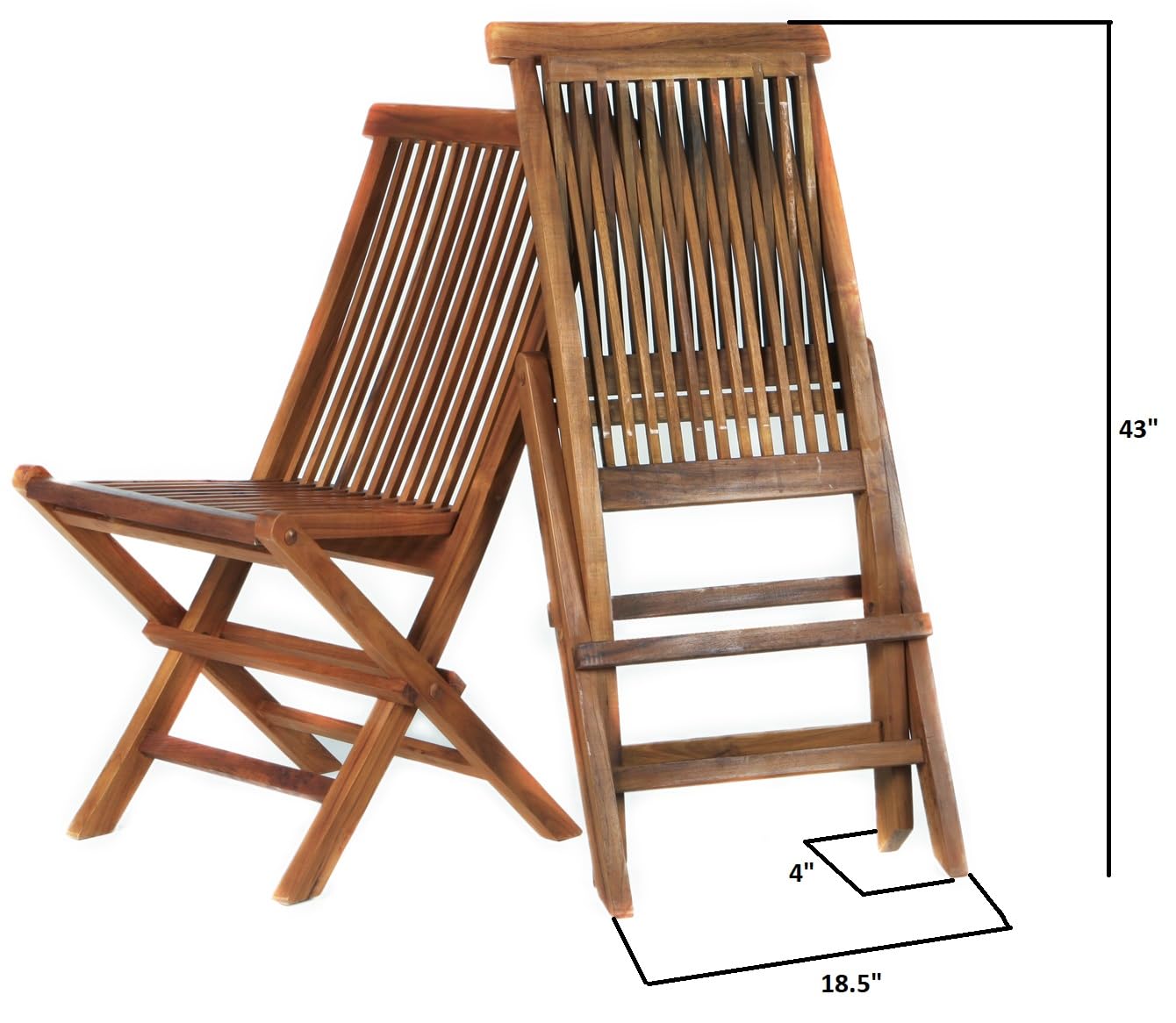 All Things Cedar TF22-2 Teak Folding Chair Set | Outdoor Patio Wooden Foldable Chairs | Fully Assembled, Java Finish, Solid Brass Fittings | Portable Outdoor Chairs 18x23x36