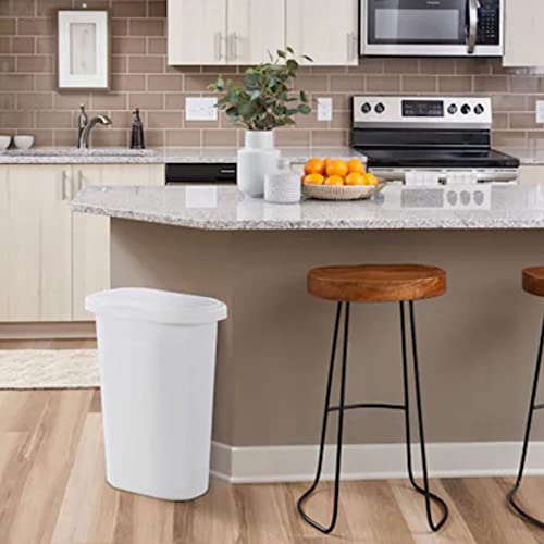 Rubbermaid 13 Gallon Rectangular Spring-Top Lid Kitchen Wastebasket Trash Can for Tall Trashbags, White (2 Pack)