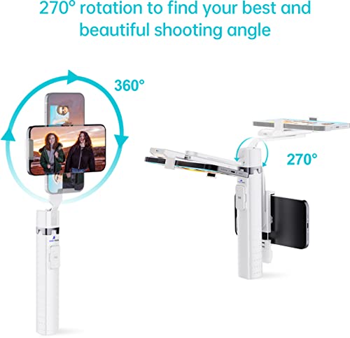 Ambertronix 40β Selfie Stick Tripod Quadrapod, Onboard Light, Wireless Bluetooth Remote, Extendable, Stainless Steel, 3 Light Modes, 9 Brightness Levels, Compatible with All iPhone & Android Devices