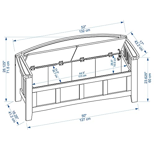 Linon Natural Washed Storage Frankie Bench, Seat Height of 18"
